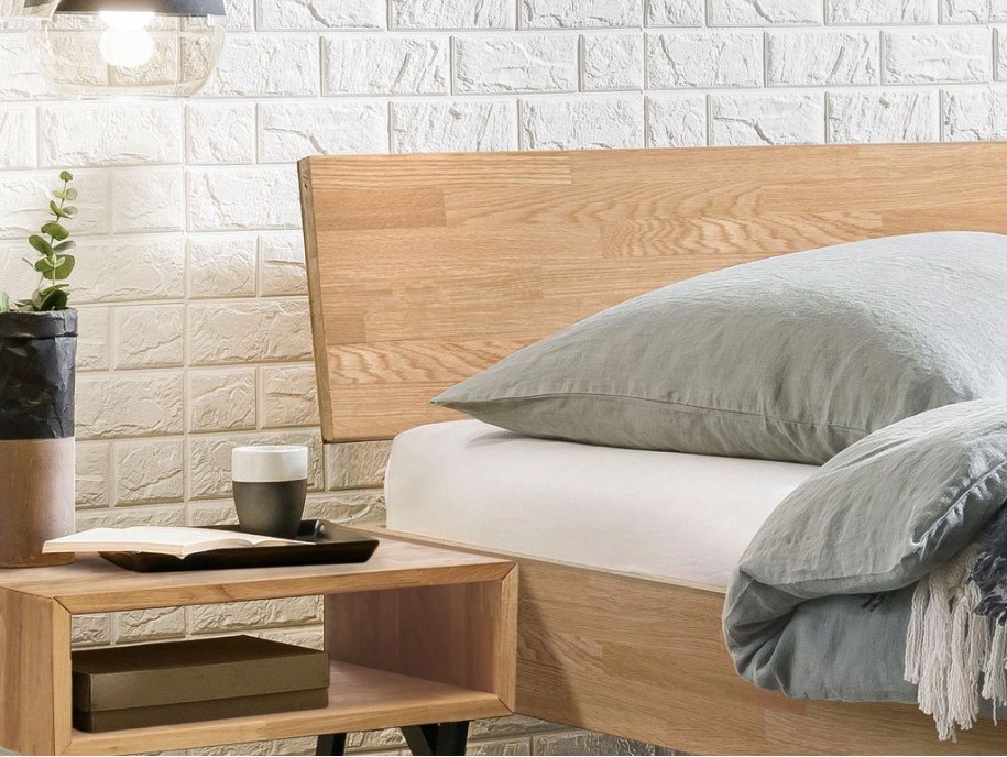 Lit Asti en chêne bianco massif haut de gamme, en bois massif | Le Monde du Lit