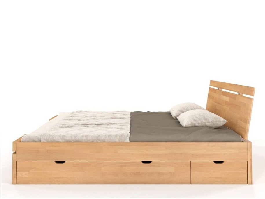 Lit Iris avec tiroirs en hêtre massif haut de gamme | Le Monde du Lit